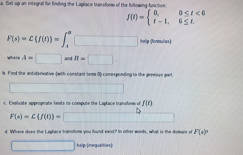 Solved Set up an integral for finding the Laplace transform | Chegg.com