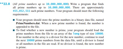Solved 22.8 (All prime numbers up to 10,000,000,000) Write a | Chegg.com