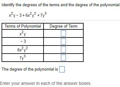 Solved Identify the degrees of the terms and the degree of | Chegg.com