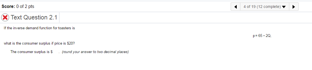 Solved If the inverse demand function for toasters is p= | Chegg.com