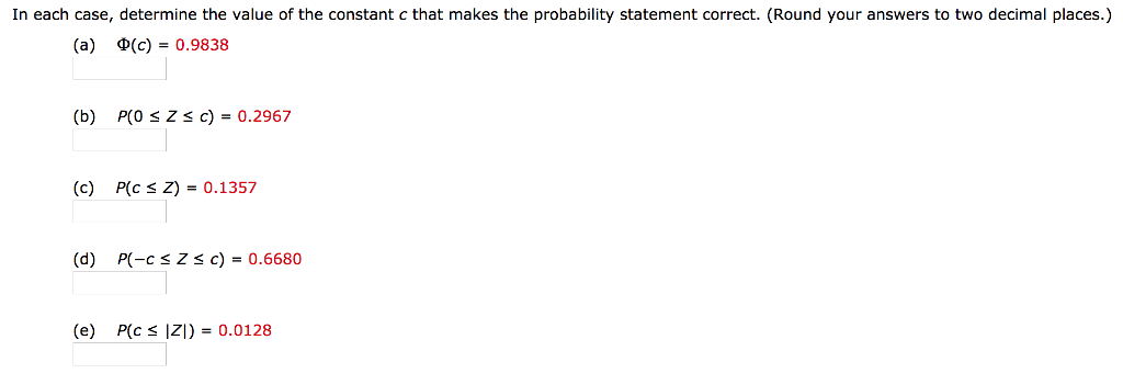 Solved In each case, determine the value of the constant c | Chegg.com