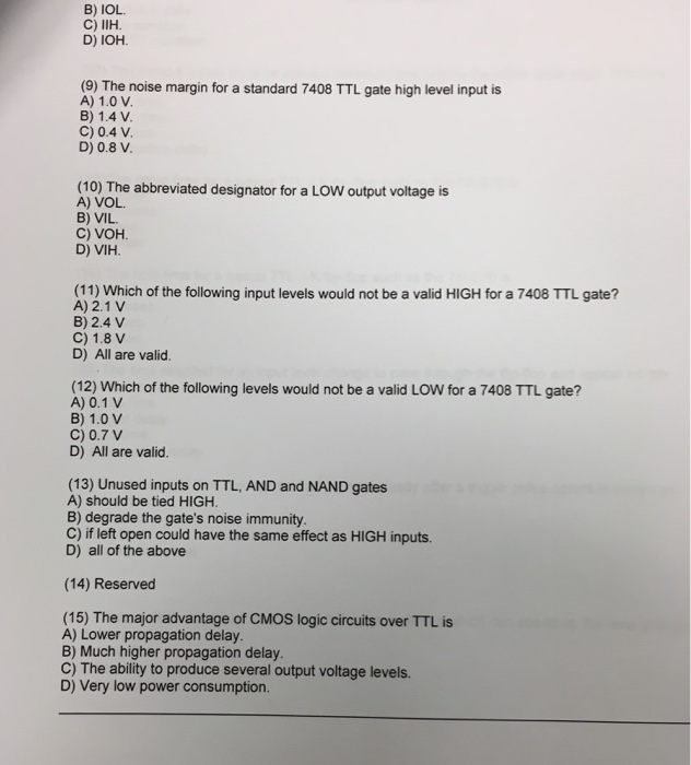 Solved The noise margin for a standard 7408 TTL gate high | Chegg.com