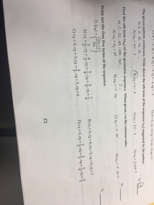Solved The given pattern continues. Write down the nth term | Chegg.com