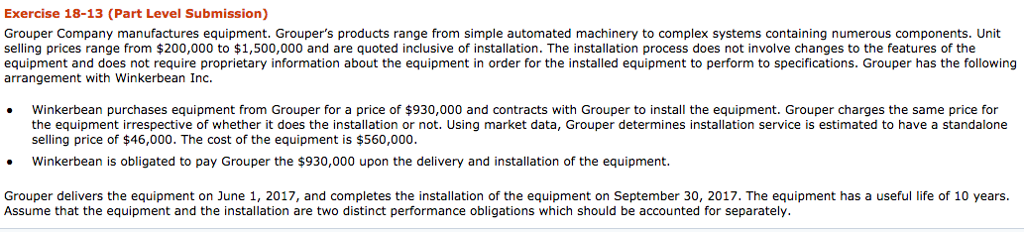 Solved Exercise 18-13 (Part Level Submission) Grouper | Chegg.com