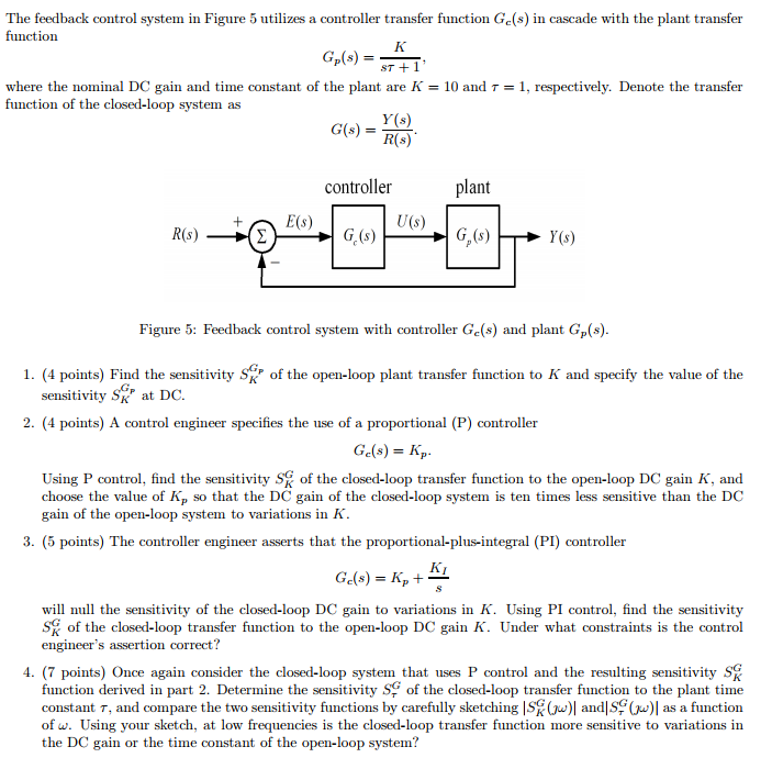 Solved The feedback control system in Figure 5 utilizes a | Chegg.com