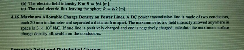 Solved Maximum Allowable Charge Density on Power Lines, A DC | Chegg.com