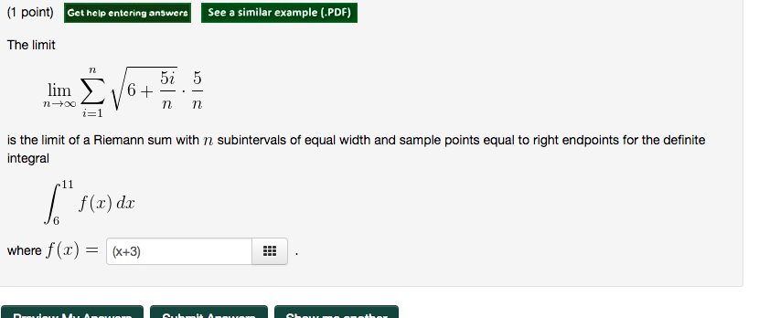 Solved (1 point) Get help entering answers ee a similar | Chegg.com