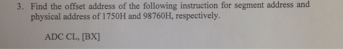 Solved Find the offset address of the following instruction | Chegg.com