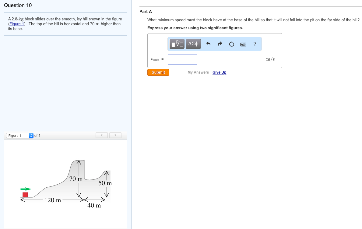 Solved A 2.8-kg block slides over the smooth, icy hill shown | Chegg.com