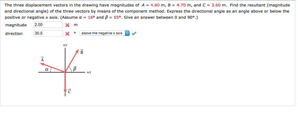 Solved The three displacement vectors in the drawing have | Chegg.com