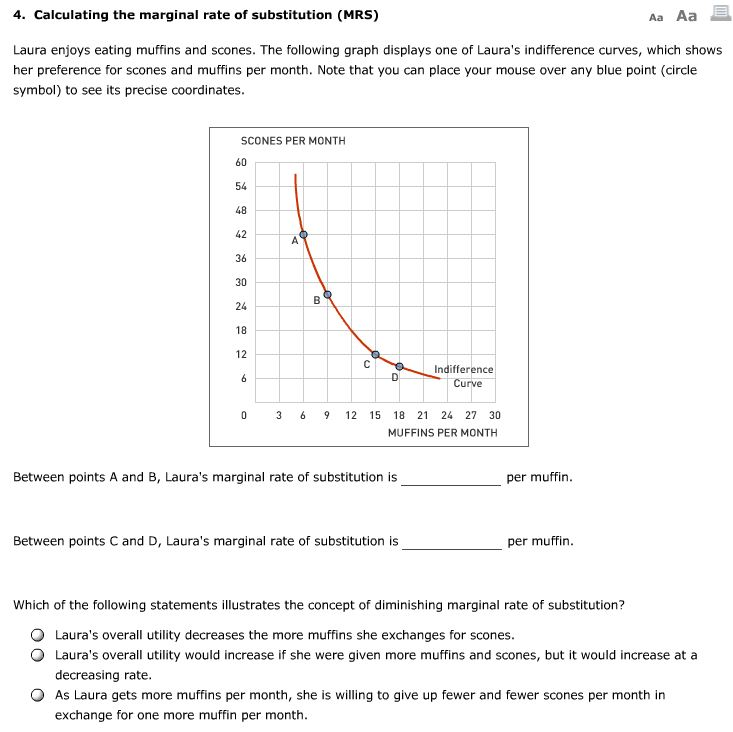 Solved 4 Calculating The Marginal Rate Of Substitution