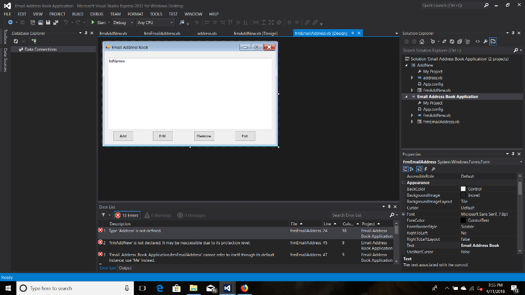 Hello, I need help with a visual basic program that I | Chegg.com