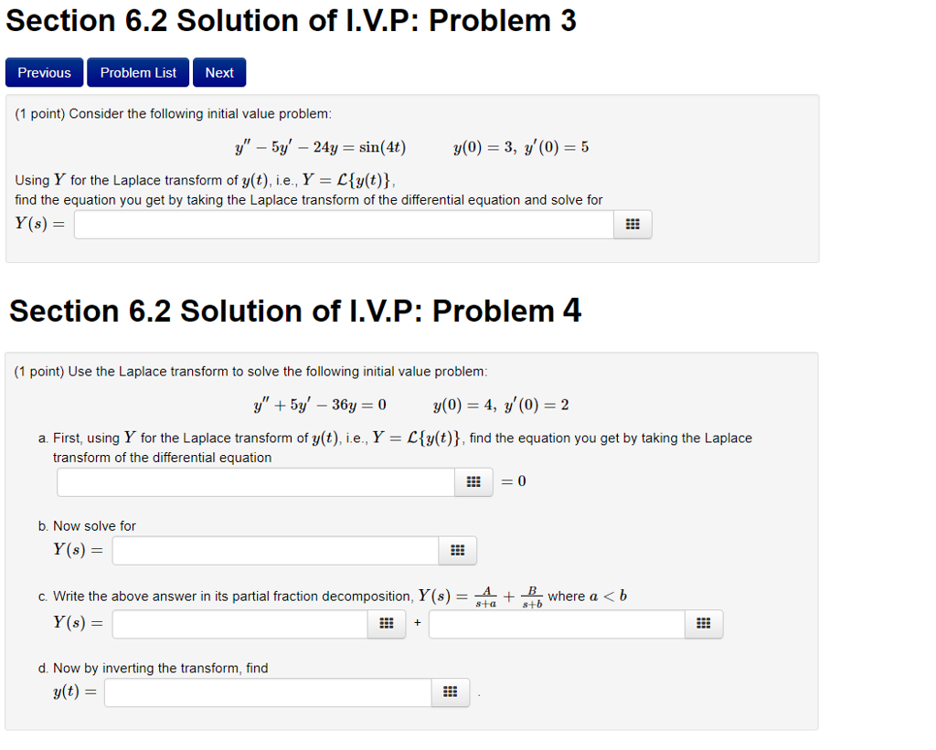 Solved Section 6.2 Solution of I.V.P: Problem3 Previous | Chegg.com