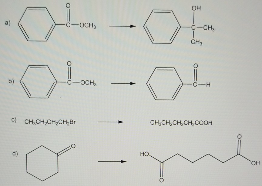 Solved OH a) -C-CH3 CH3 b) C-OCH3 C-H c) CH3CH2CH2CH2Br | Chegg.com