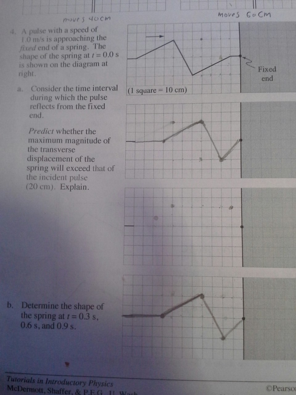 Solved A pulse with a speed of 1.0 m/s is approaching the | Chegg.com