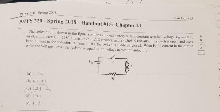 Solved PHYS 220 - Spring 2018 Handout #15 PHYS 220-Spring | Chegg.com