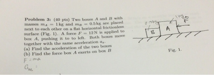 Solved Two boxes A and B with masses mA = 1 kg and mB = 0.5 | Chegg.com