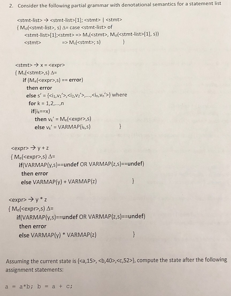 Solved 2. Consider the following partial grammar with | Chegg.com