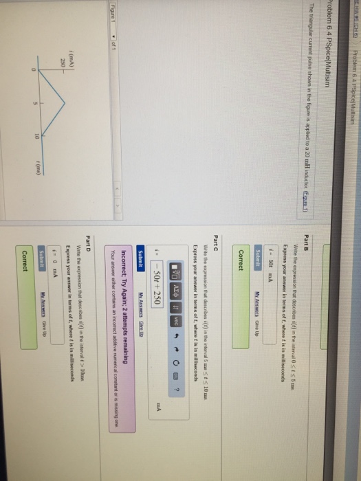 Solved The triangular current pulse shown in the figure is | Chegg.com