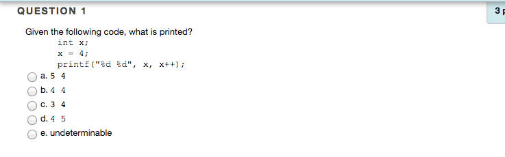 Solved QUESTION 1 3 Given the following code, what is | Chegg.com