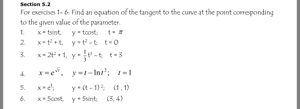 Solved Find An Equation Of The Tangent To The Curve At The