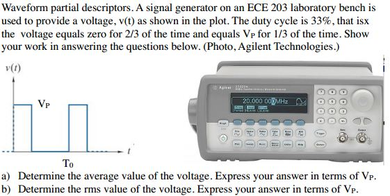 Solved Waveform partial descriptors. A signal generator on | Chegg.com
