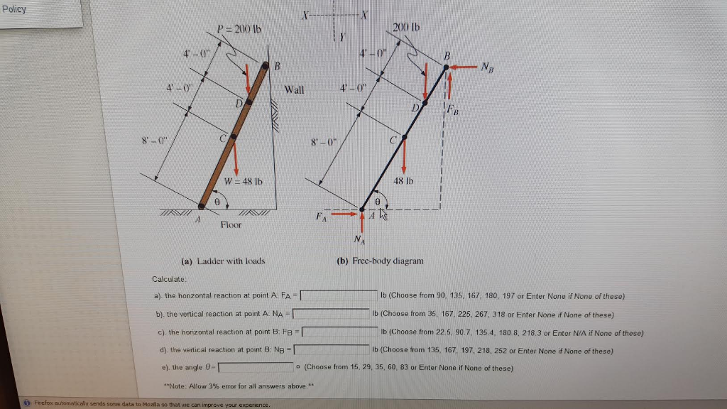 Solved The ladder shown below is supported by a horizontal | Chegg.com
