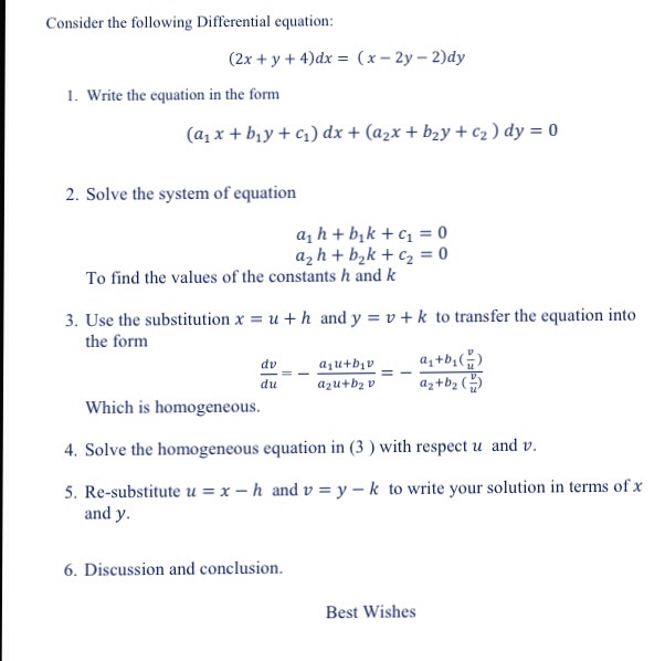 Solved Consider the following Differential equation: (2x + | Chegg.com