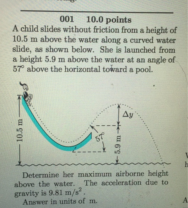 Solved A child slides without friction from a height of 10.5 | Chegg.com