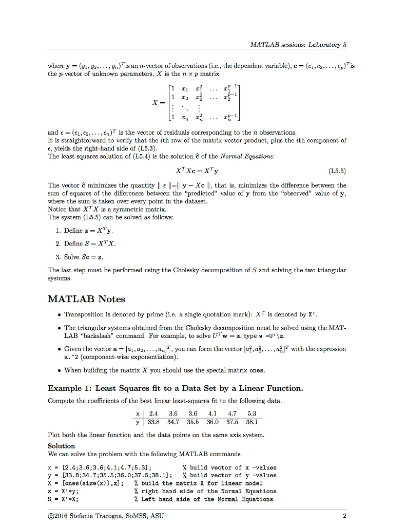 MATLAB sessions: Laboratory 5 MAT 343 Laboratory 5 | Chegg.com