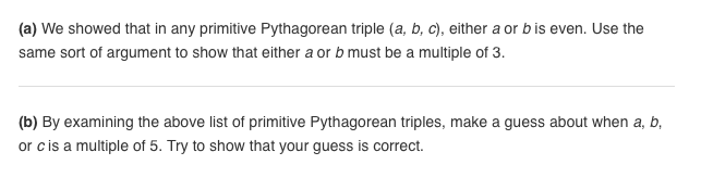 Solved We showed that in any primitive Pythagorean triple | Chegg.com