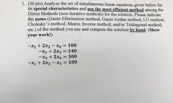 Solved Analyze the set of simultaneous linear equations | Chegg.com