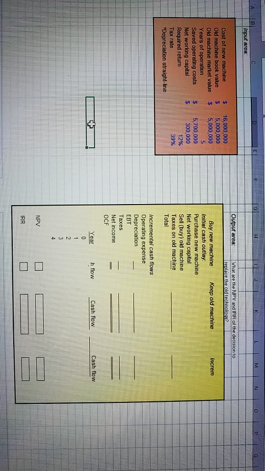 Solved 0 Input area: Output area: hat are the NPV and IFR of | Chegg.com