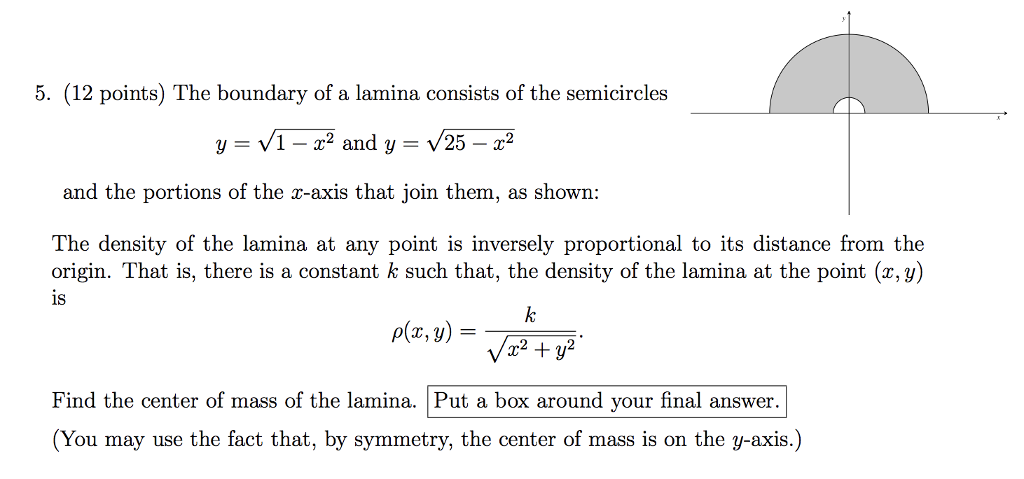 Solved 5. (12 points) The boundary of a lamina consists of | Chegg.com