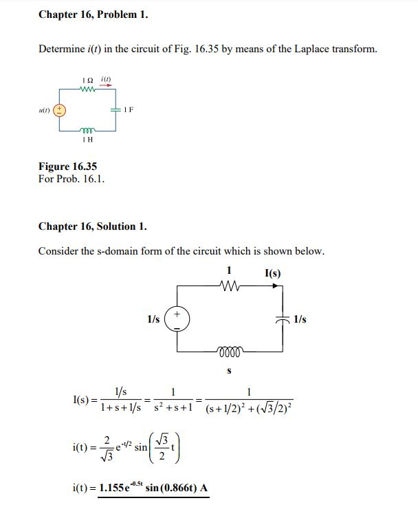 Solved Chapter 16, Problem 1 Determine i(t) in the circuit | Chegg.com