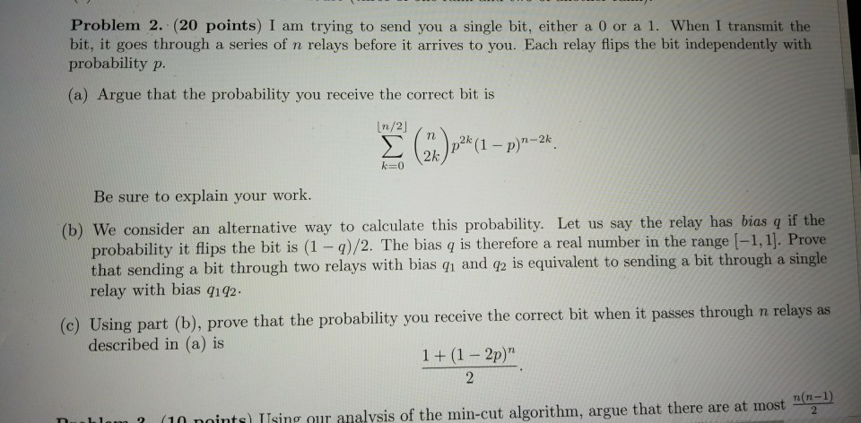 Solved Problem 2. (20 points) I am trying to send you a | Chegg.com