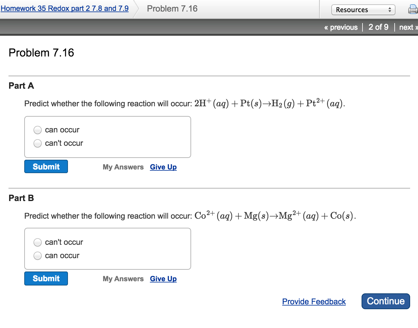 Solved Predict whether the following reaction will occur: | Chegg.com