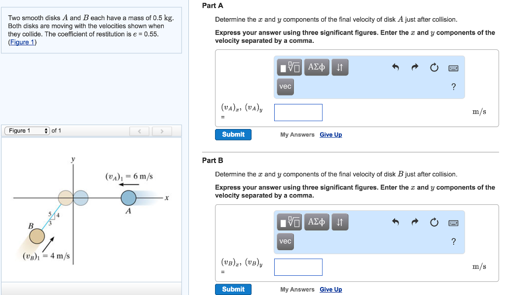 Solved Two Smooth Disks A And D Each Have A Mass Of 05 Kg 
