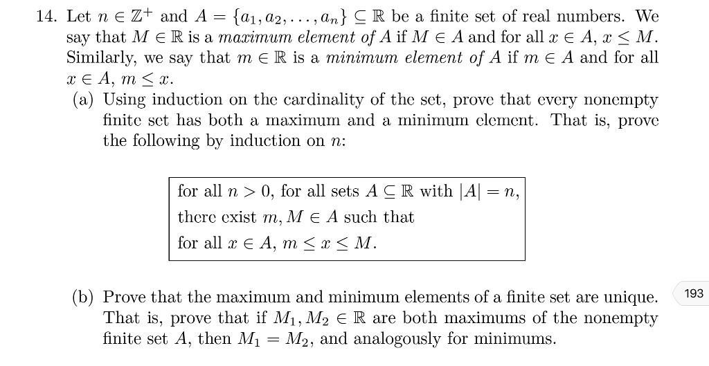 Solved 14. Let n ? Z+ and A-(a1, a2, , an} C R be a finite | Chegg.com