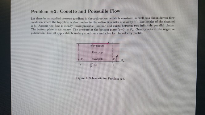 Solved Problem #2: Couette and Poiseuille Flow Let there be | Chegg.com