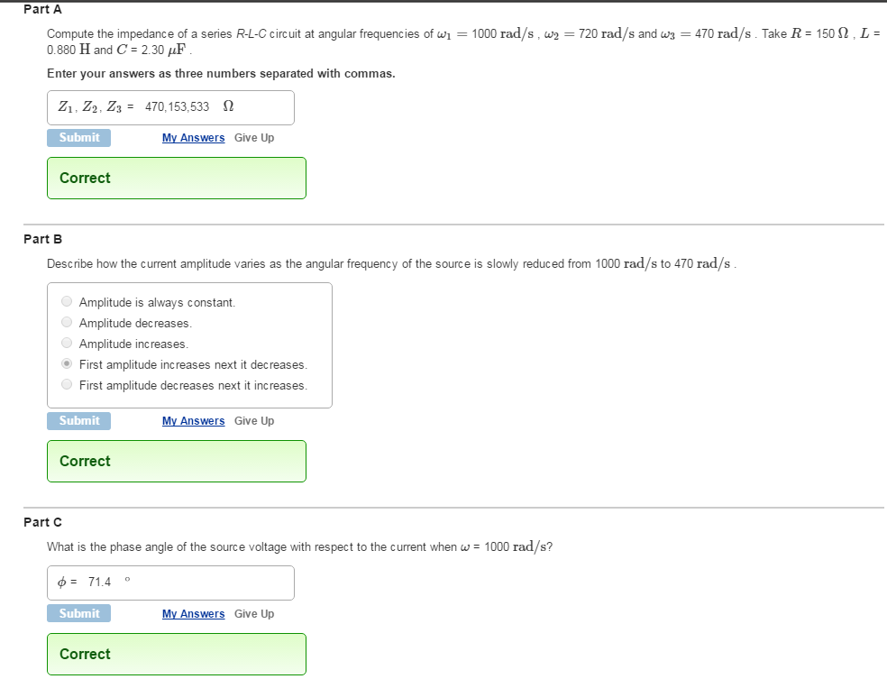 Solved Part A 1000 rad/s 720 rad/s and a 3 470 rad/s. Take R | Chegg.com