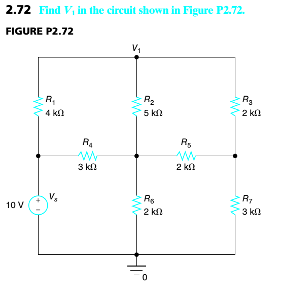 Solved 2.72 Find V in the circuit shown in Figure P2.72 | Chegg.com