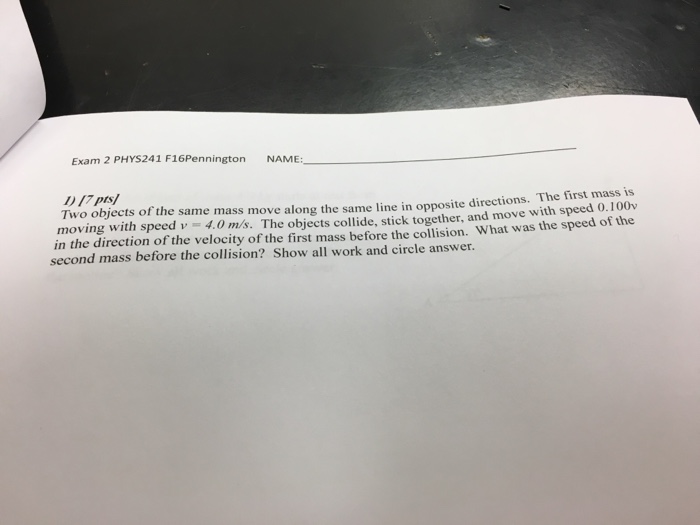 Solved Two objects of the same mass move along the same line | Chegg.com