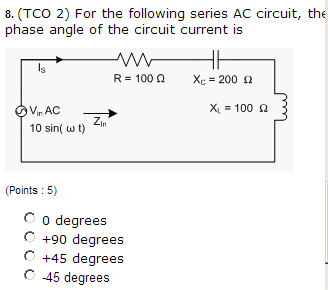 Solved For the following series AC circuit, the phase angle | Chegg.com