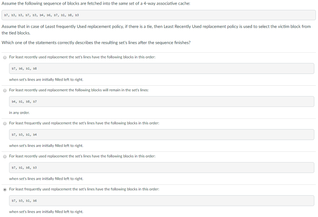 Solved Assume the following sequence of blocks are fetched | Chegg.com