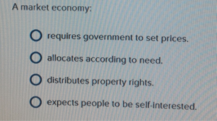 Solved A market economy O requires government to set prices. | Chegg.com