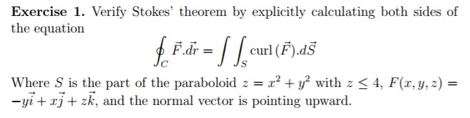 Solved Verify Stokes' theorem by explicitly calculating both | Chegg.com