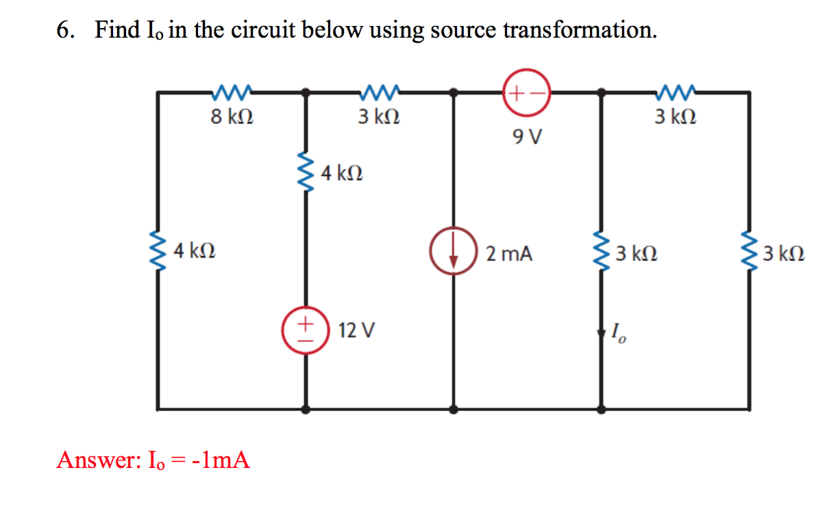 Solved Find I_0 in the circuit below using source | Chegg.com