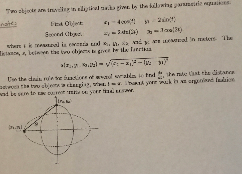 Solved Two objects are traveling in elliptical paths given | Chegg.com
