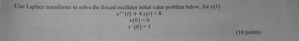 Solved Use Laplace transforms to solve the forced oscillator | Chegg.com